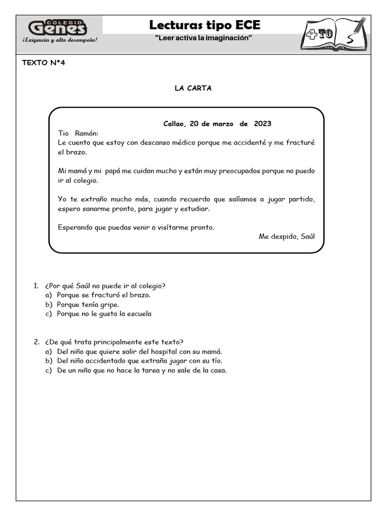 ORTOGRAFÍA 4° - Lectura Tipo ECE-1 | PDF