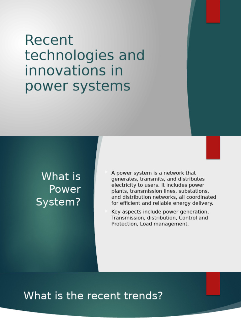 Recent Technologies and Innovations in Power Systems | PDF | Electrical ...