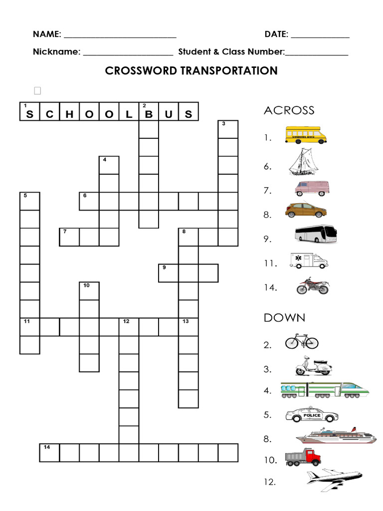 Crossword-Transport-Eng For Com. | PDF | Teaching Methods & Materials