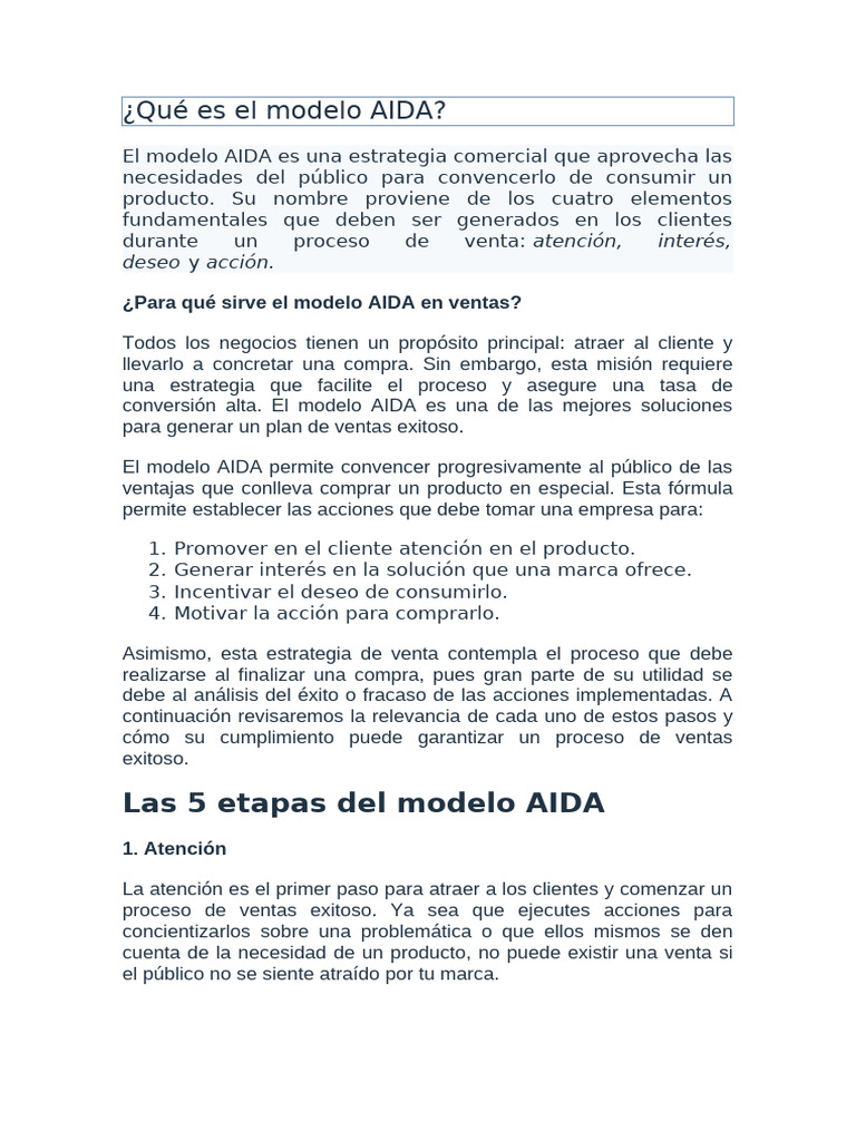 Qué Es El Modelo AIDA | PDF | Producto (Negocio) | Negocios económicos