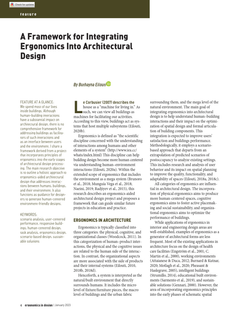 Eilouti 2021 A Framework For Integrating Ergonomics Into Architectural Design | PDF | Human ...