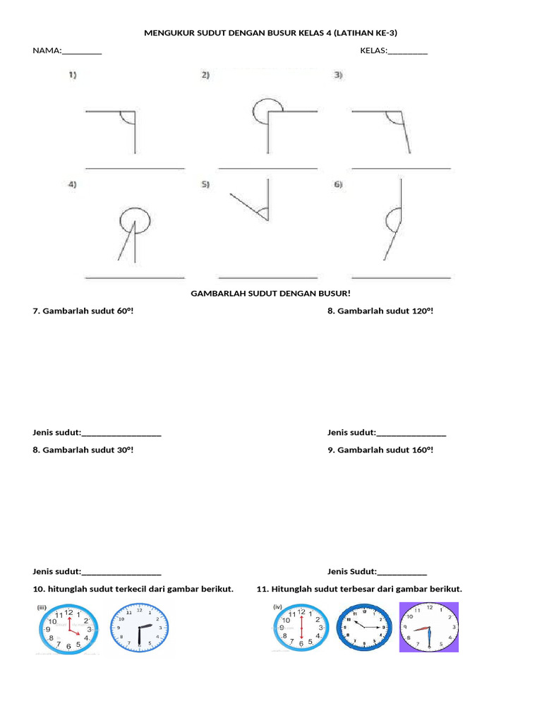 Soal Sudut Kelas 4 Latihan 3 | PDF