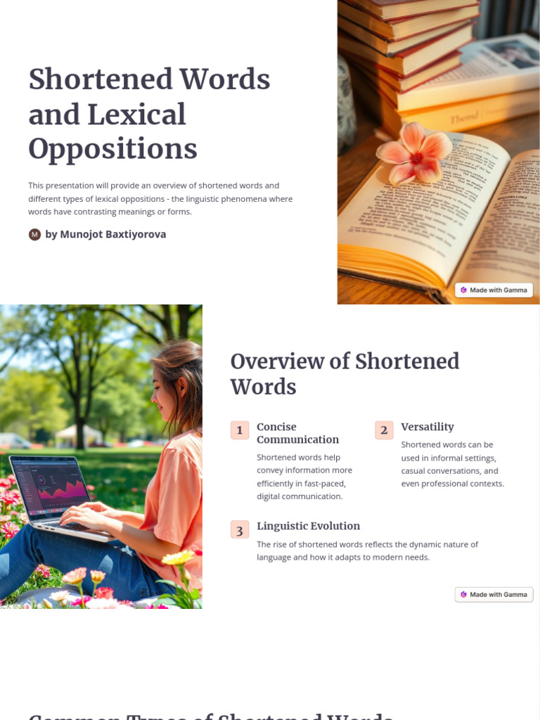 Shortened Words and Lexical Oppositions | PDF | Lexicon | Communication