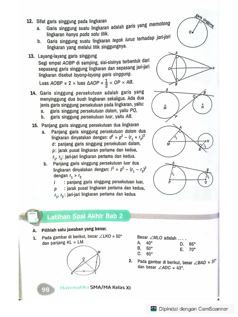 Latihan Soal Lingkaran. | PDF