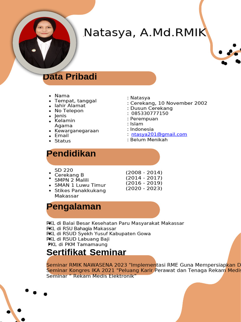 CV Kerja Natasya | PDF