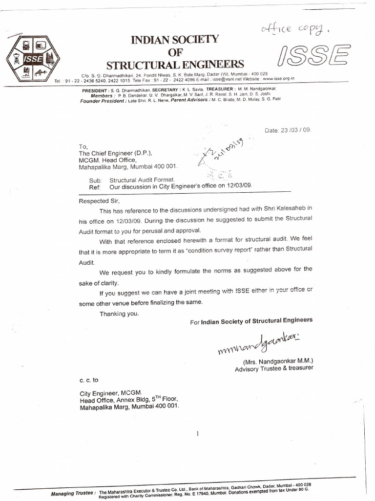 Structrual Audit Draft Submitted To MCGM | PDF