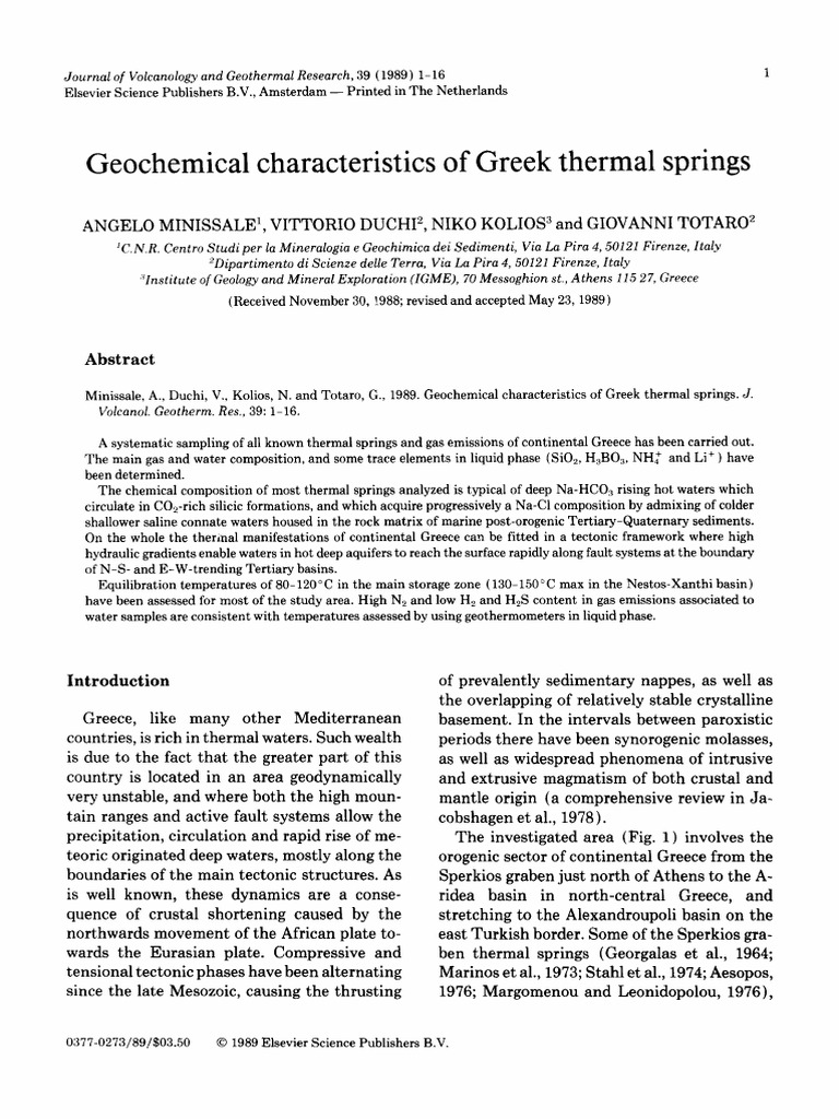 Geochemical Analysis of Loutra Eleftheron | PDF | Earth Sciences | Geology