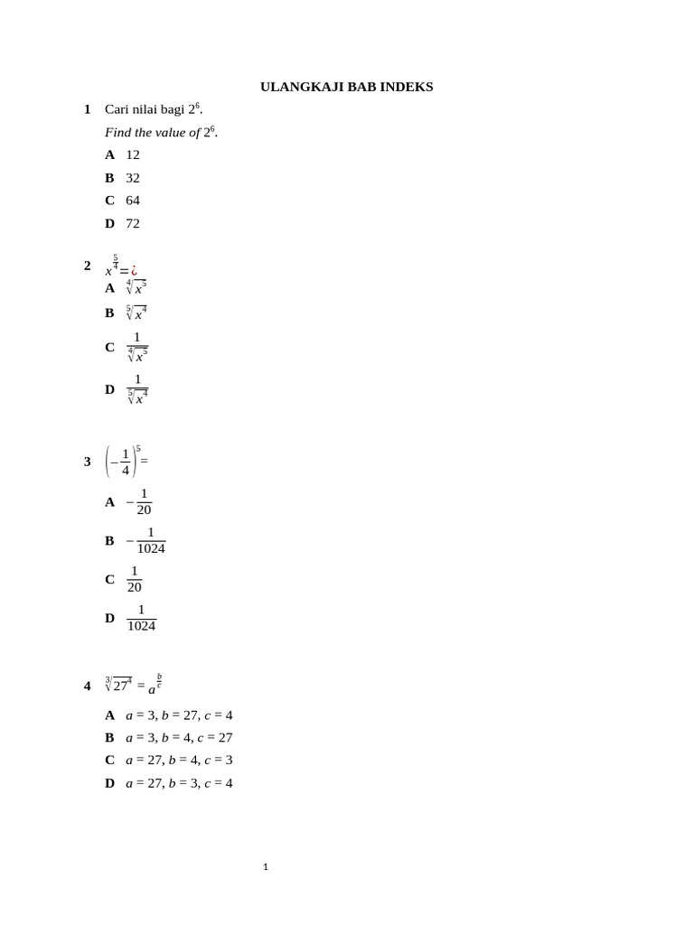 Ulangkaji Bab 1 F3 Mate | PDF