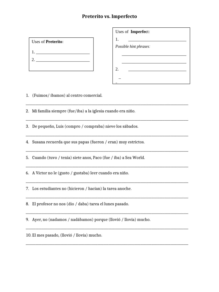 Preterito Vs Imperfect Video | PDF | Negocios