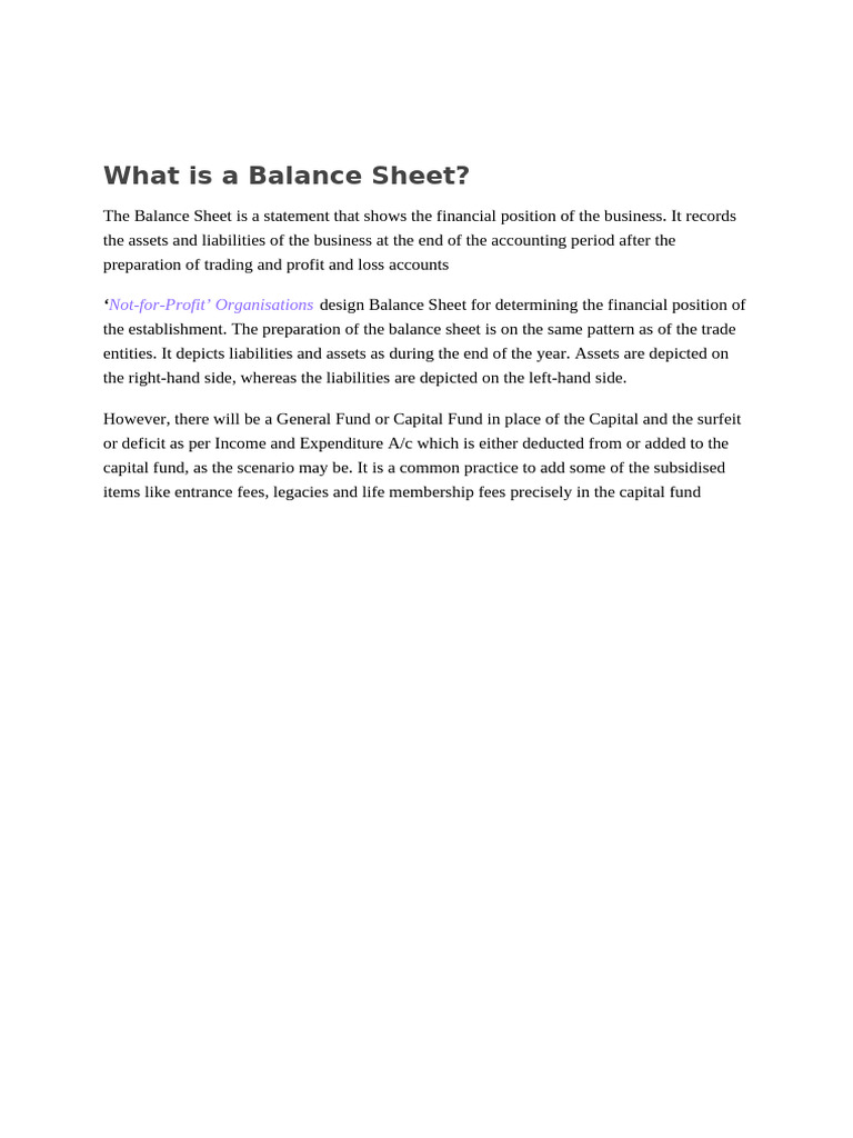 Balance Sheet Meaning | PDF | Business | Law