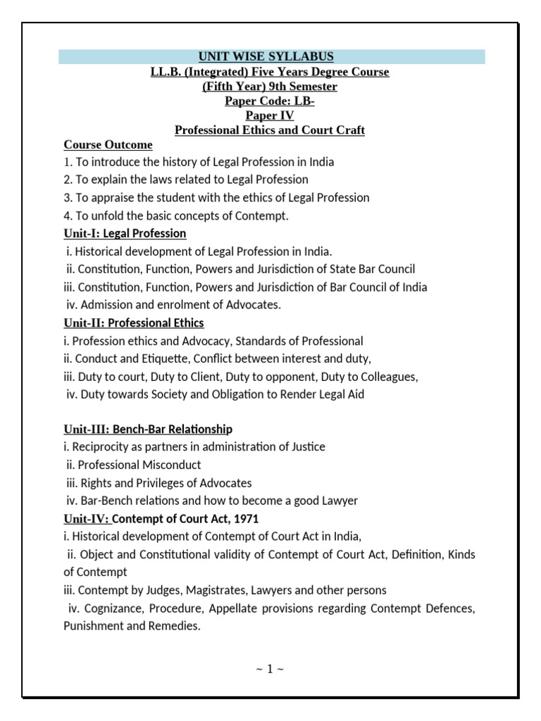 Unit 1 Ethics Handouts | PDF | Advocate | Lawyer