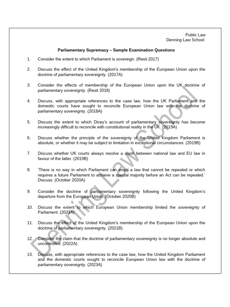 Parliamentary Supremacy | PDF | Sovereignty | Parliament Of The United ...