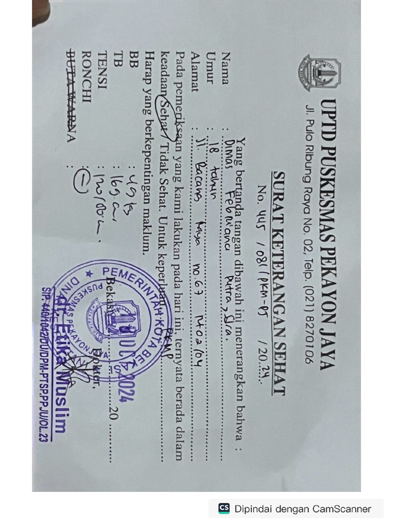 Surat Sehat PKMP | PDF