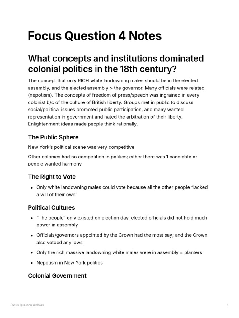 Eric Foner Give Me Liberty! Chapter 4 Focus Question 4 Summary | PDF ...