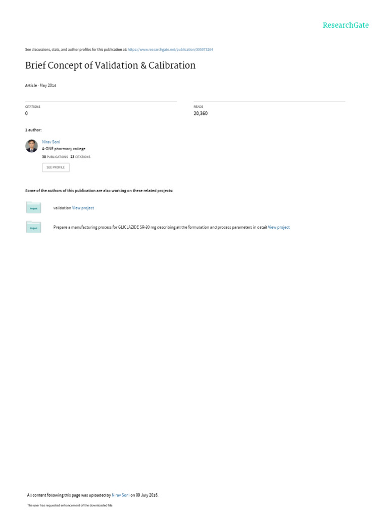 Validation and Calibration Overview | PDF | Verification And Validation ...