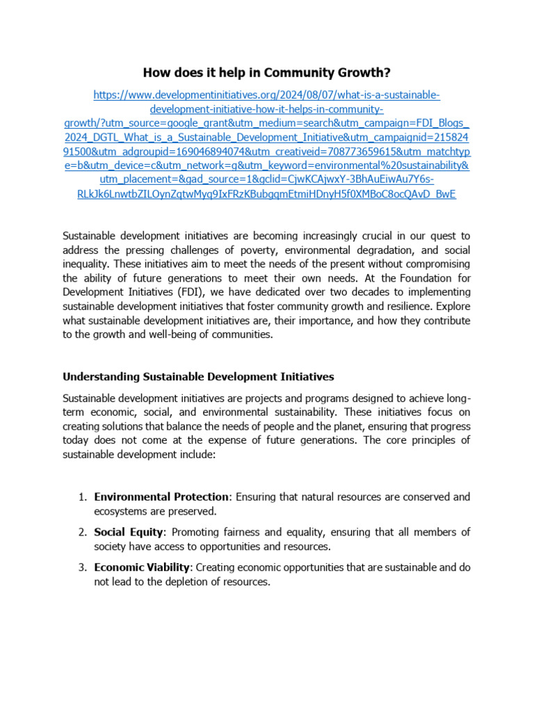 Sustainable Development for Community Growth | PDF | Sustainability ...