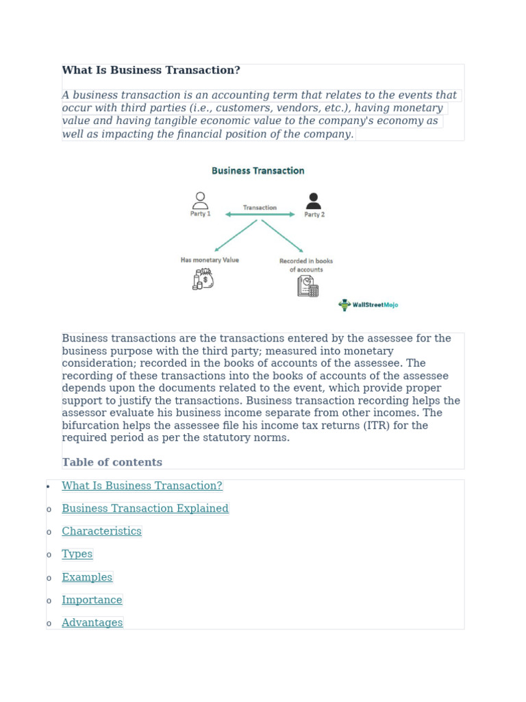 Understanding Business Transactions Explained | PDF | Debits And ...
