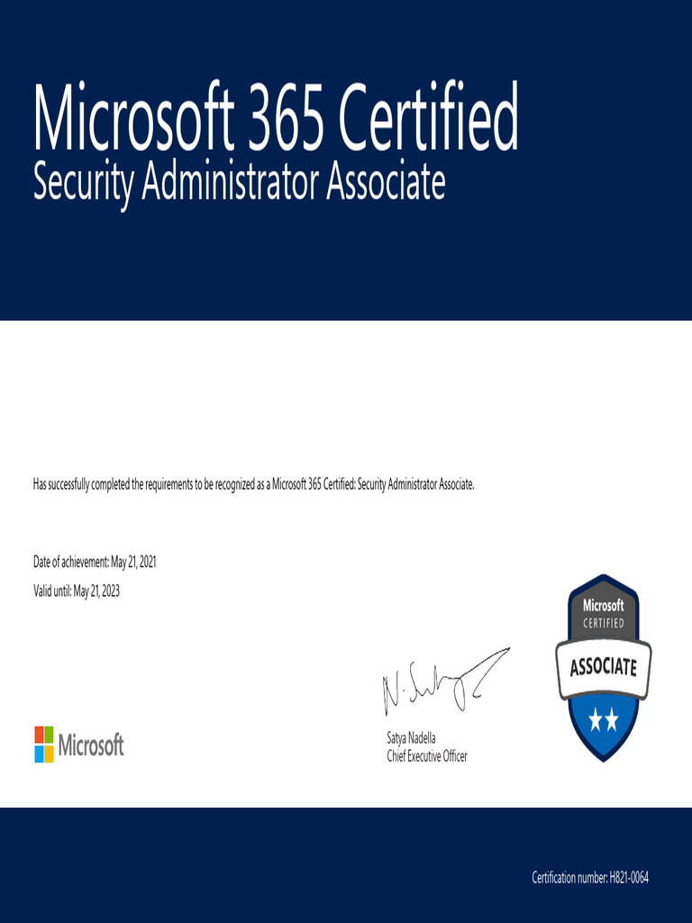 Microsoft Office 365 Security Admin Certificate 1637252155 | PDF