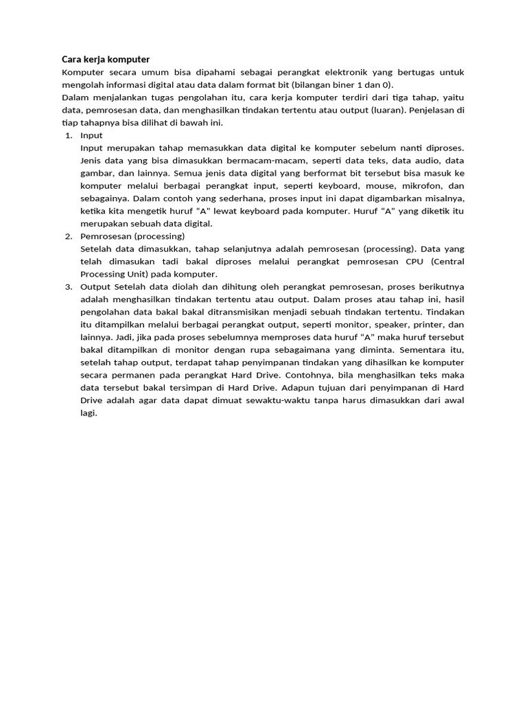 Tahapan Proses Kerja Komputer | PDF