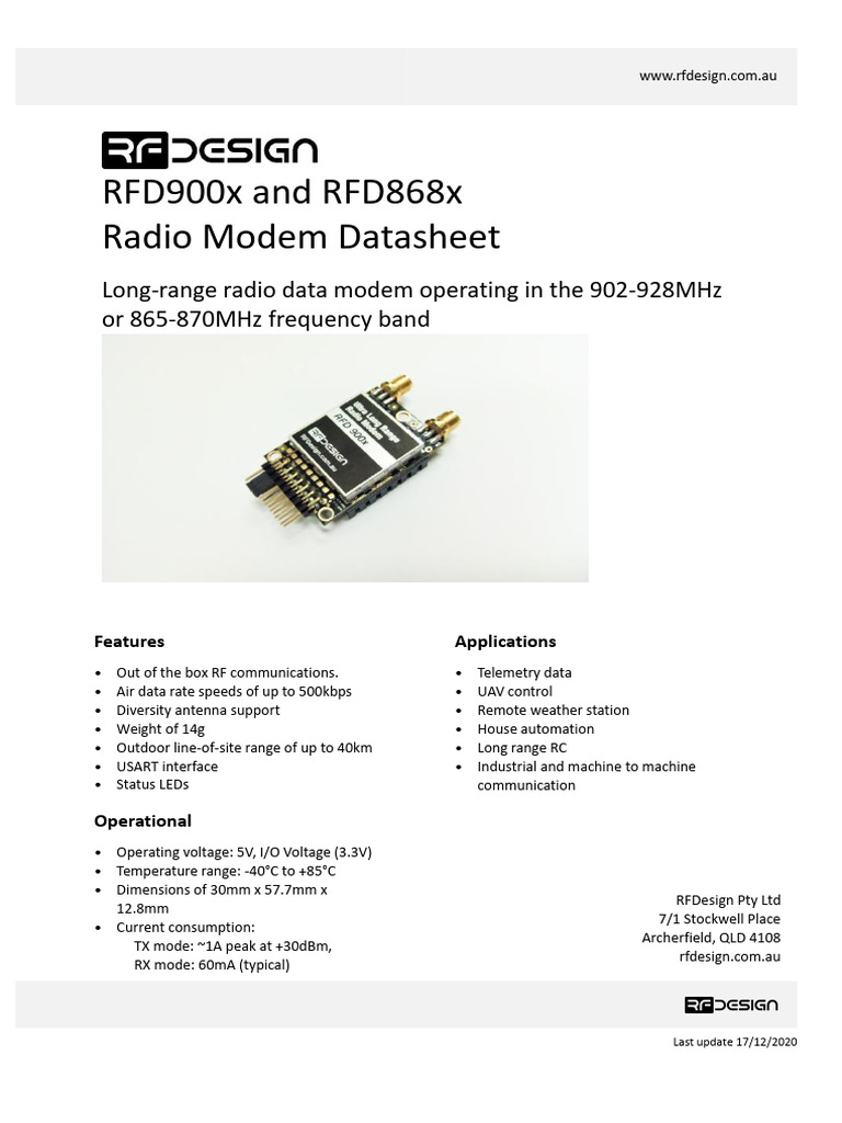 RFD900x | PDF | Antenna (Radio) | Cable Television