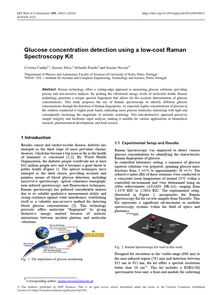 Glucose Concentration Detection Using A Low-Cost R | PDF | Raman ...