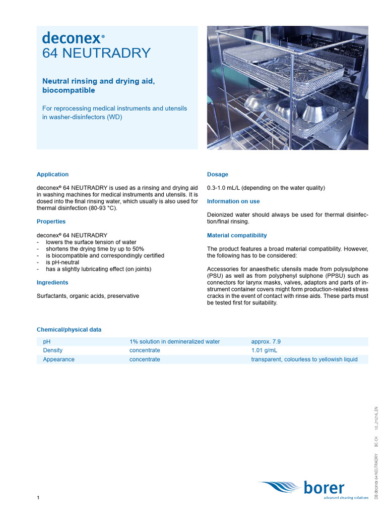 MSDS Deconex 64 NEUTRADRY | PDF | Water | Disinfectant