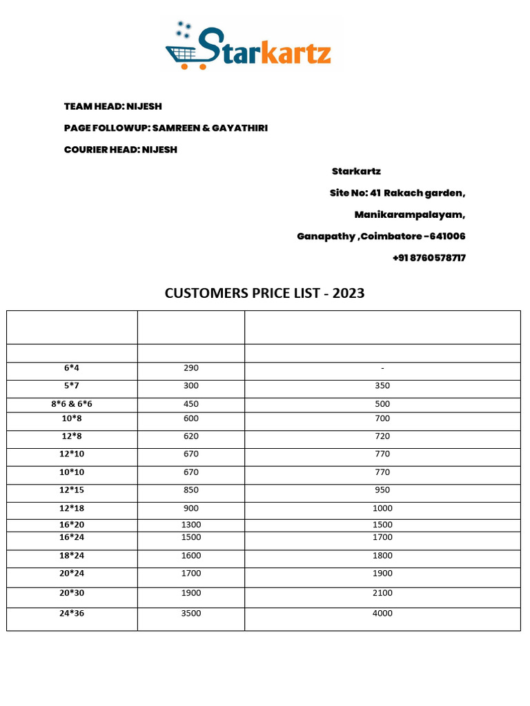 2023 PRICE LIST | PDF