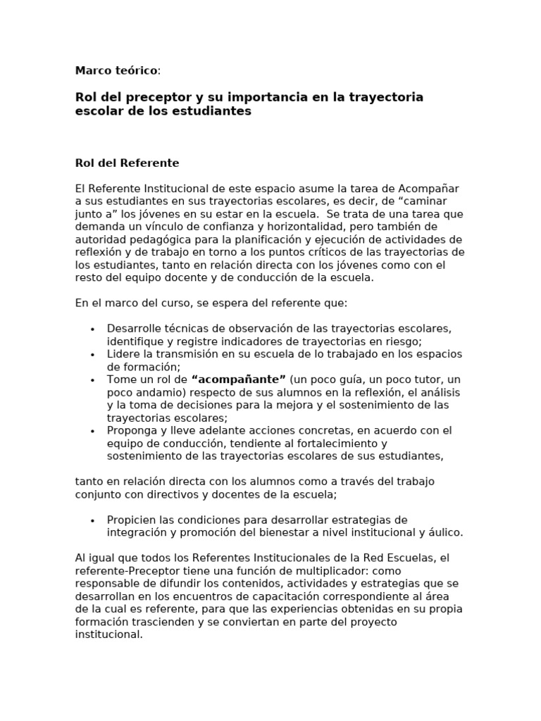 Rol del Preceptor en la Escuela Secundaria | PDF | Escuelas | Inclusión (Educación)