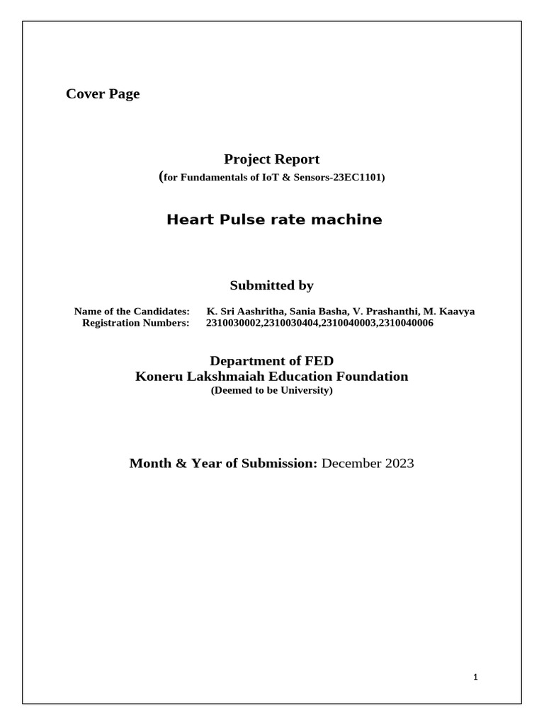 IOT PROJECT (PULSE SENSOR) Report | PDF | Arduino | Pulse