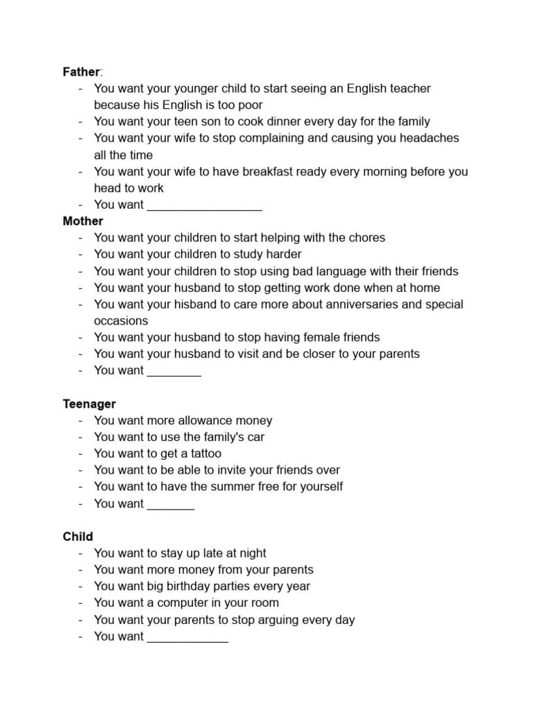 Family Meeting ESL Speaking Activity | PDF | Wellness
