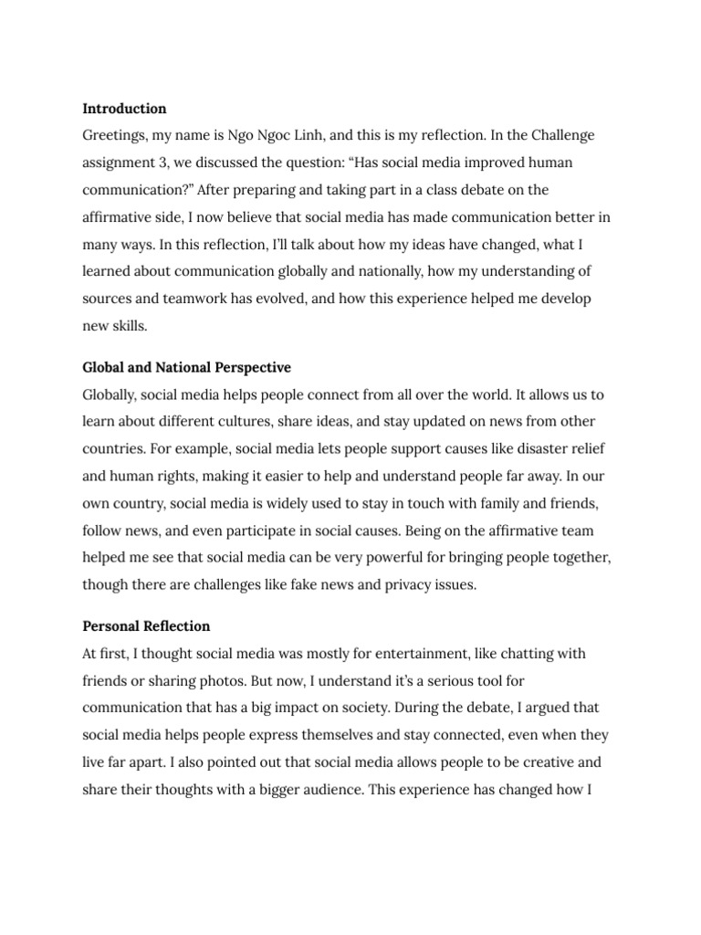 Task 2 - Personal Reflection | PDF | Social Media | Popular Culture ...