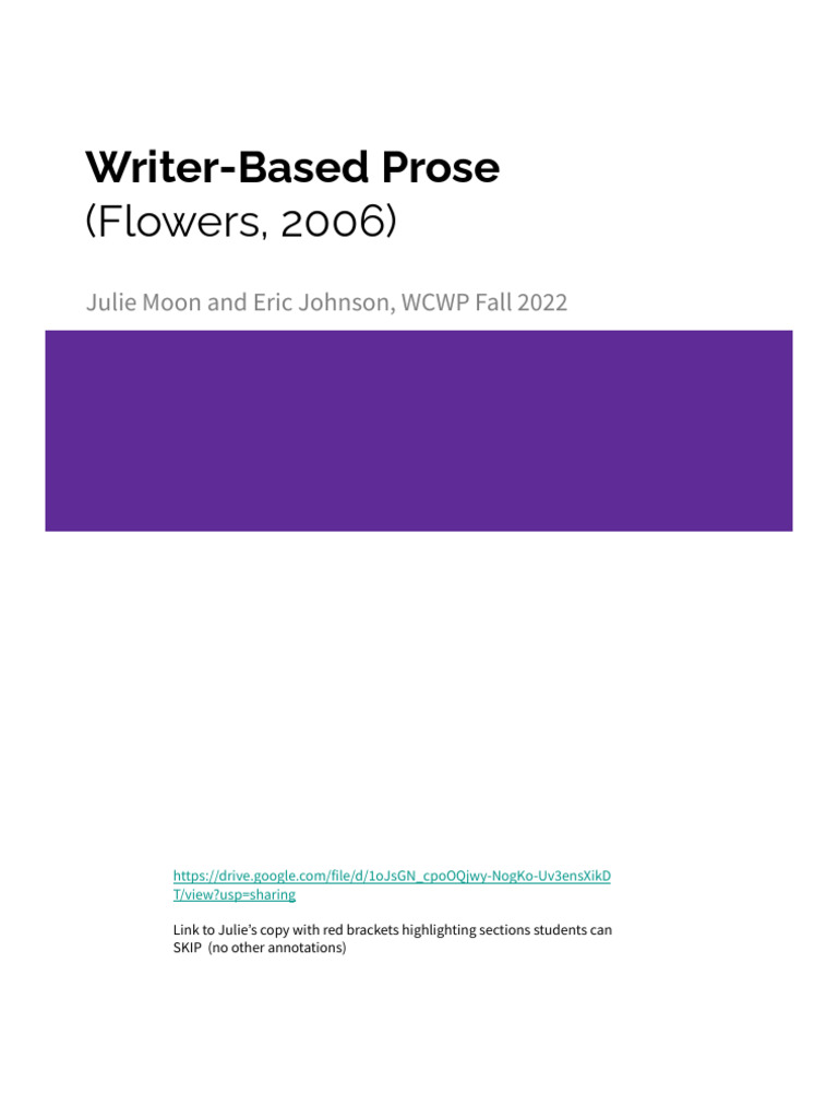 Writer-Based vs. Reader-Based Prose Guide | PDF | Communication | Human ...