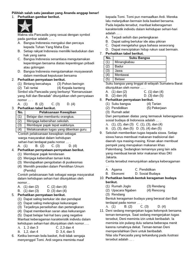 Soal To PKN 1 Jan 2024 | PDF