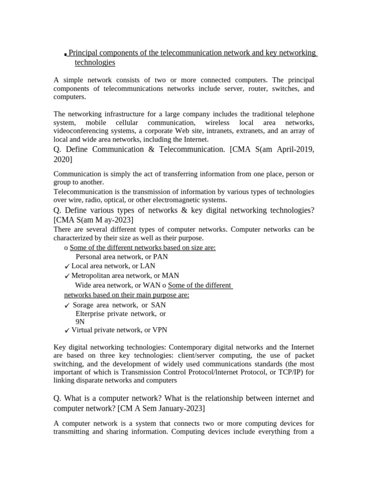 ict last part | PDF | Computer Network | Databases