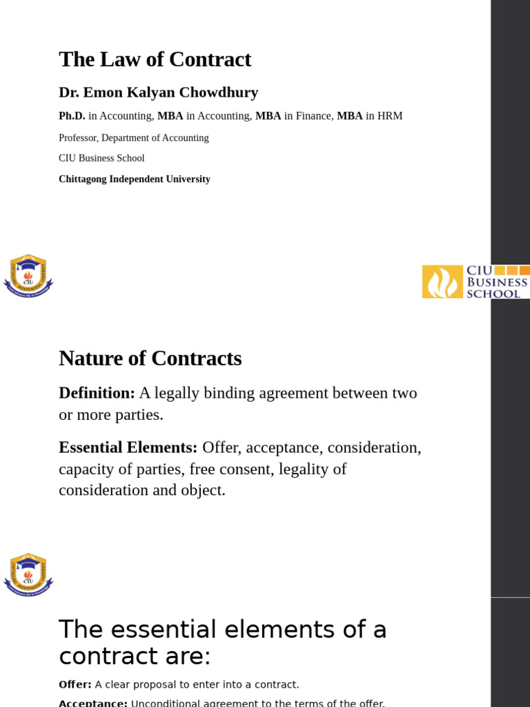 The Law of Contract | PDF | Consideration | Offer And Acceptance