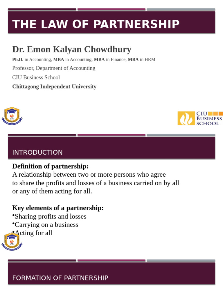 The Law of Partnership | PDF | Partnership | Business Economics