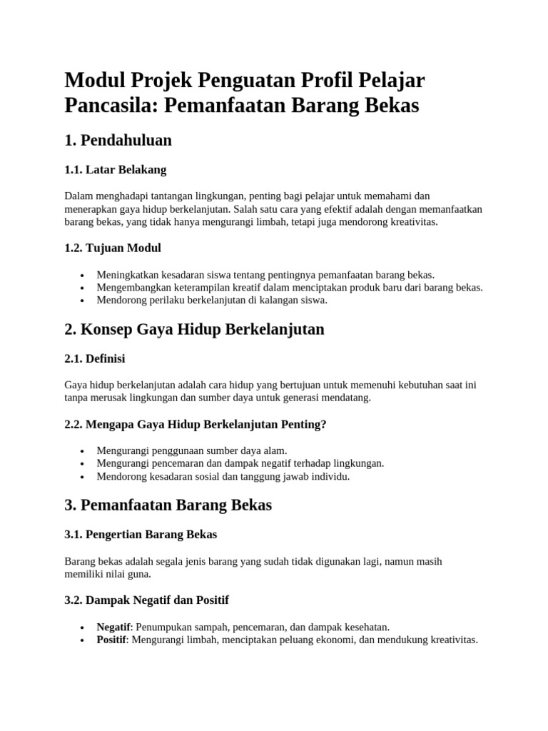 Modul Projek Penguatan Profil Pelajar Pancasila Draf | PDF