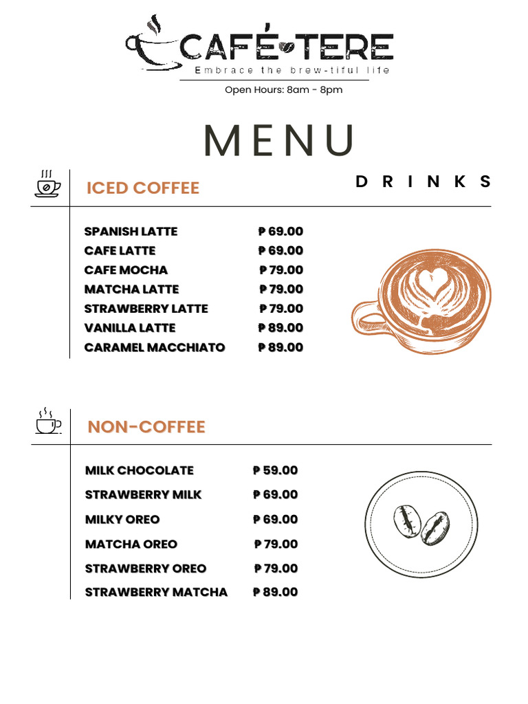 White and White Minimalist Coffee Cafe Menu | PDF
