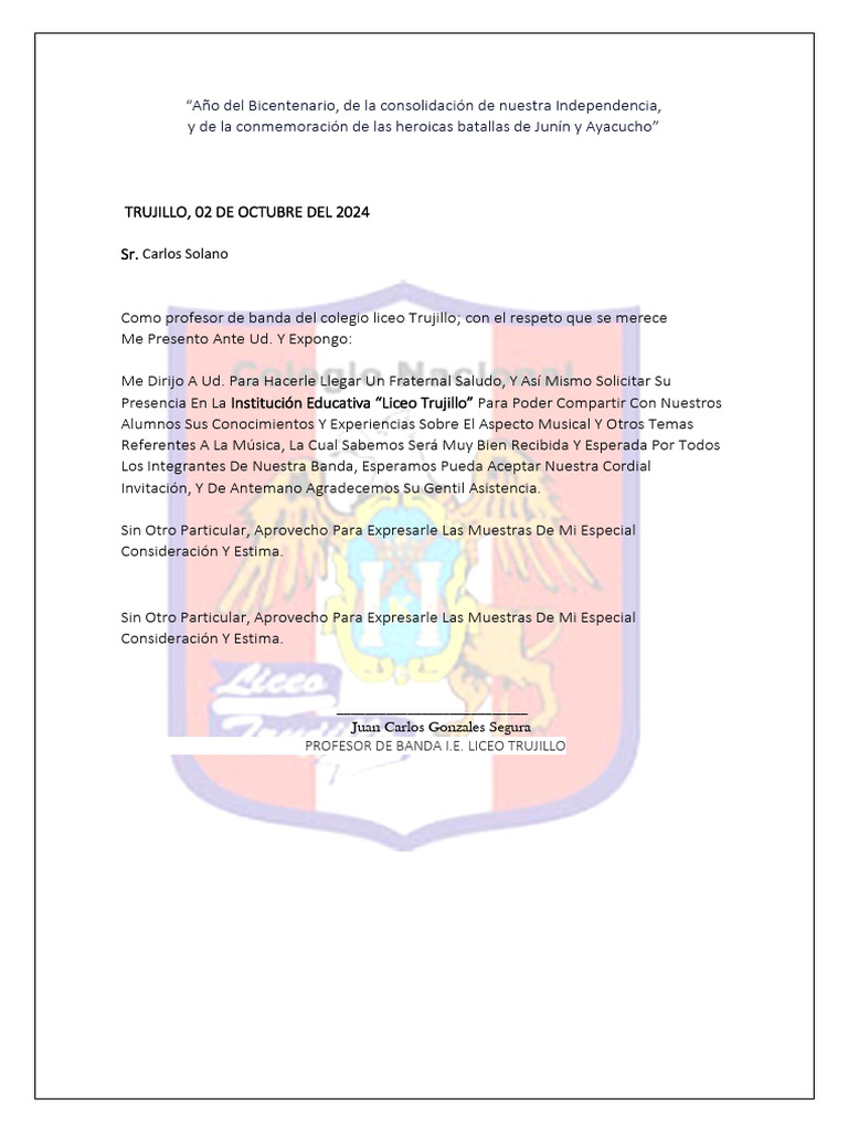 Invitacion SR Carlos Solano | PDF