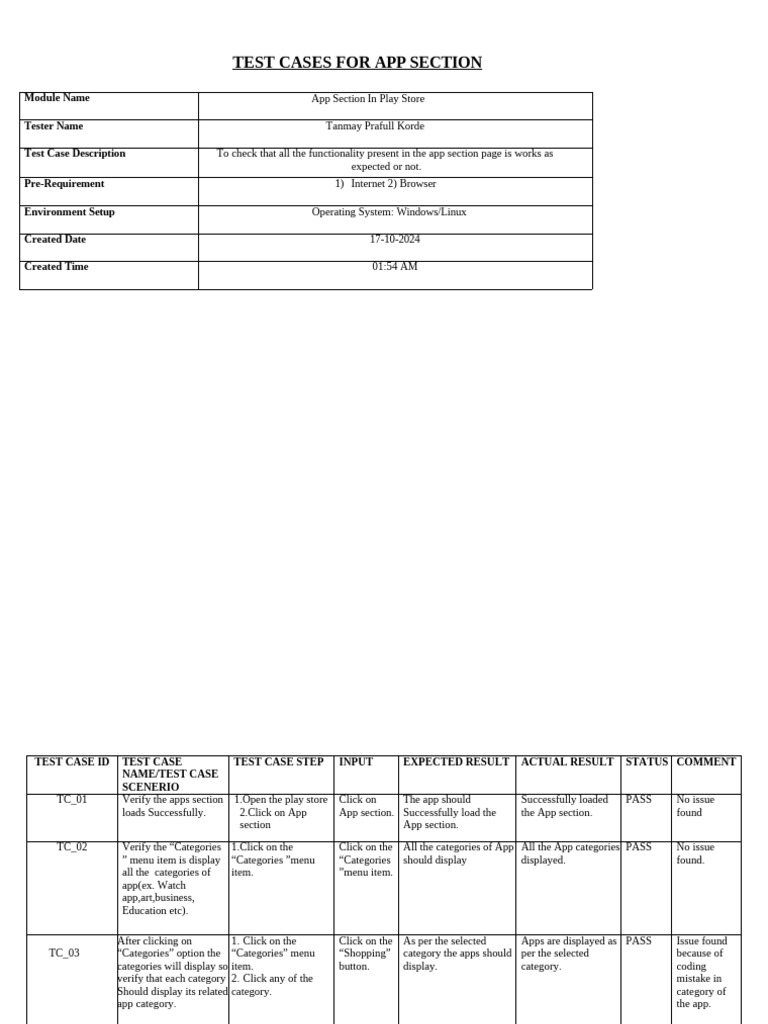 App Section Test Cases Overview | PDF | Mobile App | Menu (Computing)