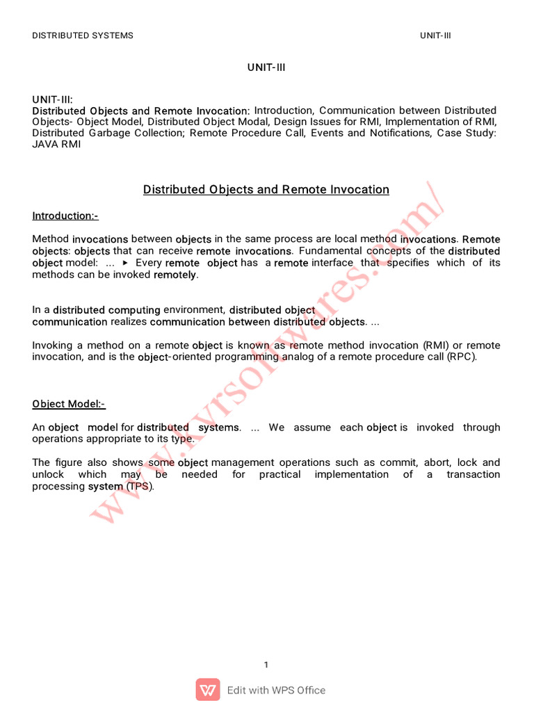 Unit-III Dis Systems - Watermark | PDF