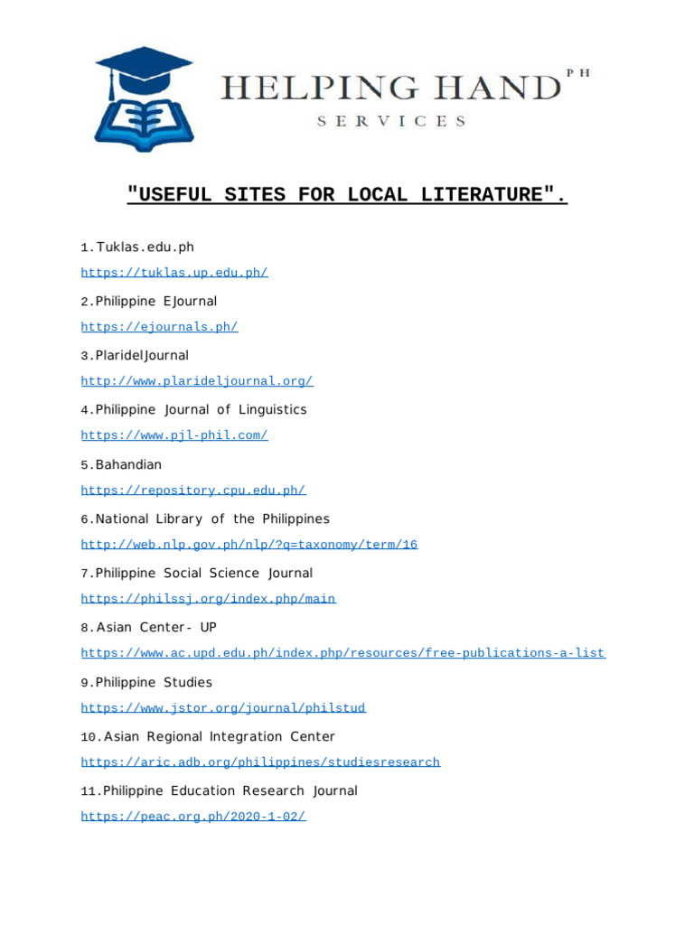 Local Literature Resource Sites | PDF | Libraries | Books