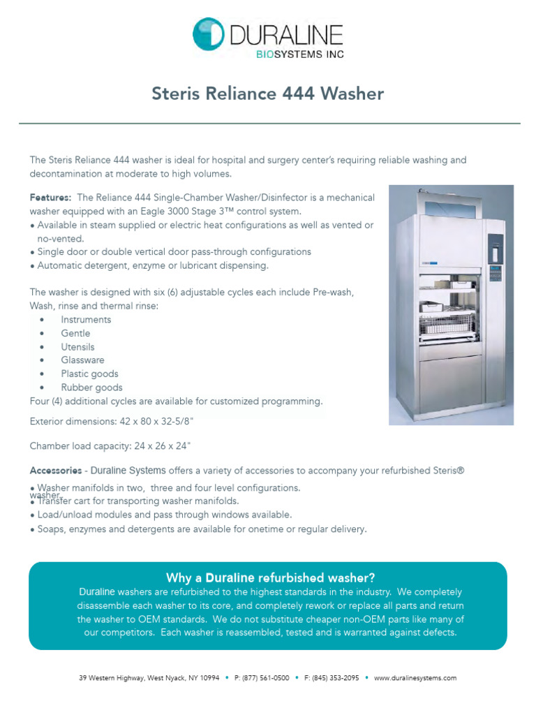 Steris Reliance 444 Washer Overview | PDF | Washing Machine ...