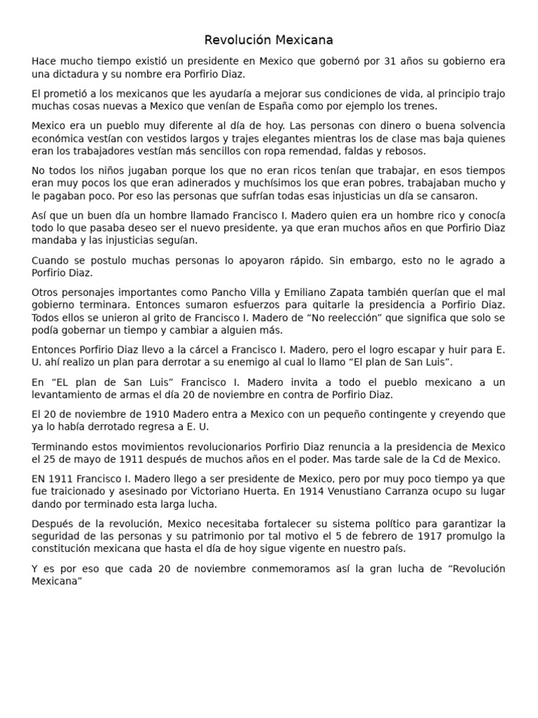 Reseña Revolución Mexicana 4to | PDF | revolución mejicana | México