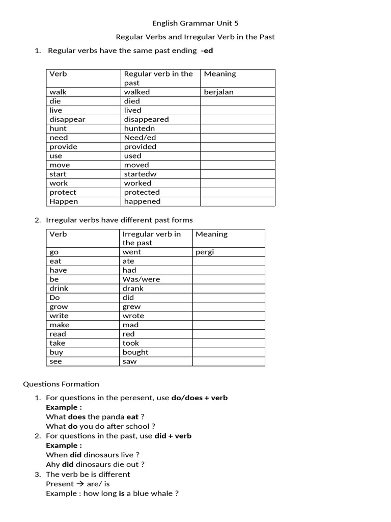 English Grammar Unit 5 | PDF