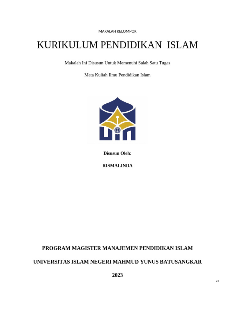 Makalah Kurikulum Pendidikan Islam | PDF | Sains & Matematika