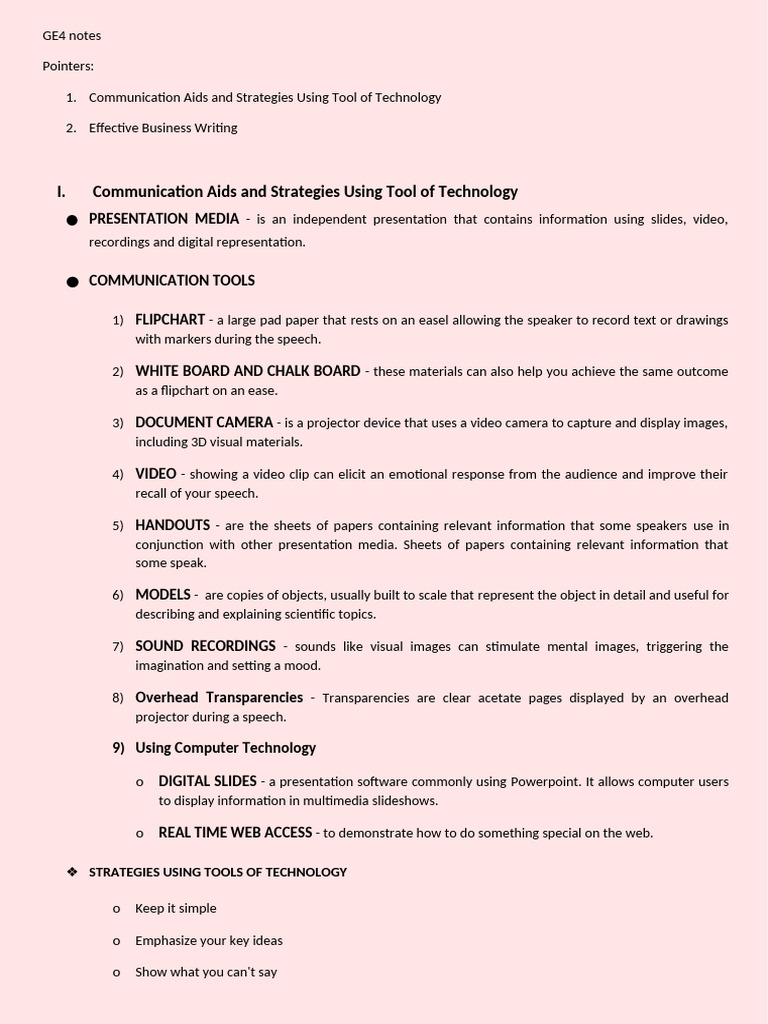 GE4 Notes Communication Aids and Strategies Using Tool of Technology ...