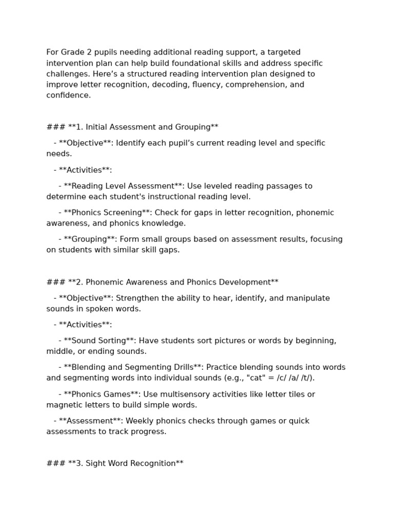 Grade 2 Pupils Reading Intervention | PDF | Phonics | Reading Comprehension