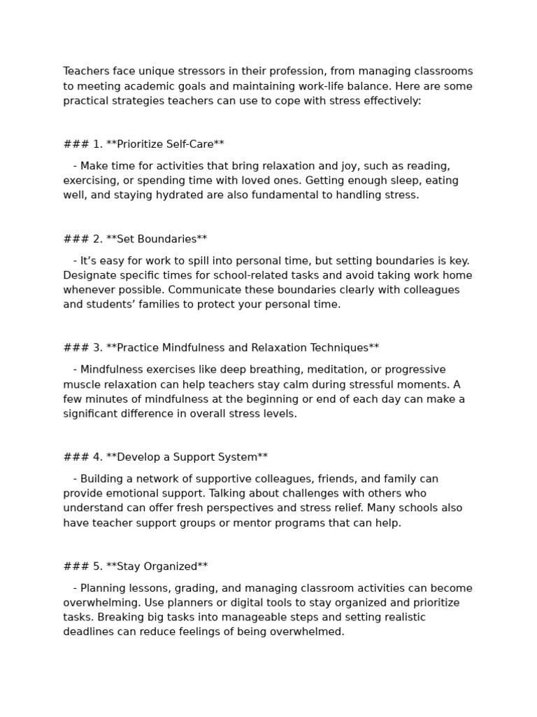 How To Cope With Stress As A Teacher | PDF | Stress Management | Teachers