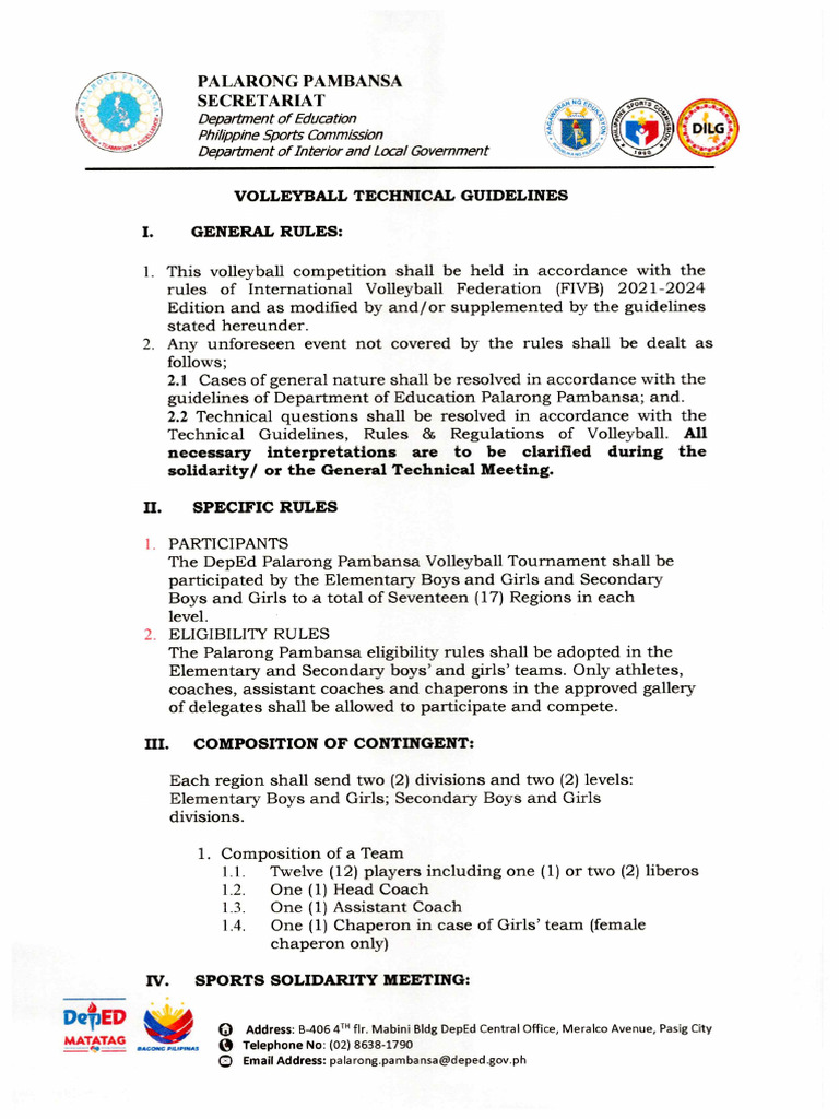 Guidelines Volleyball | PDF
